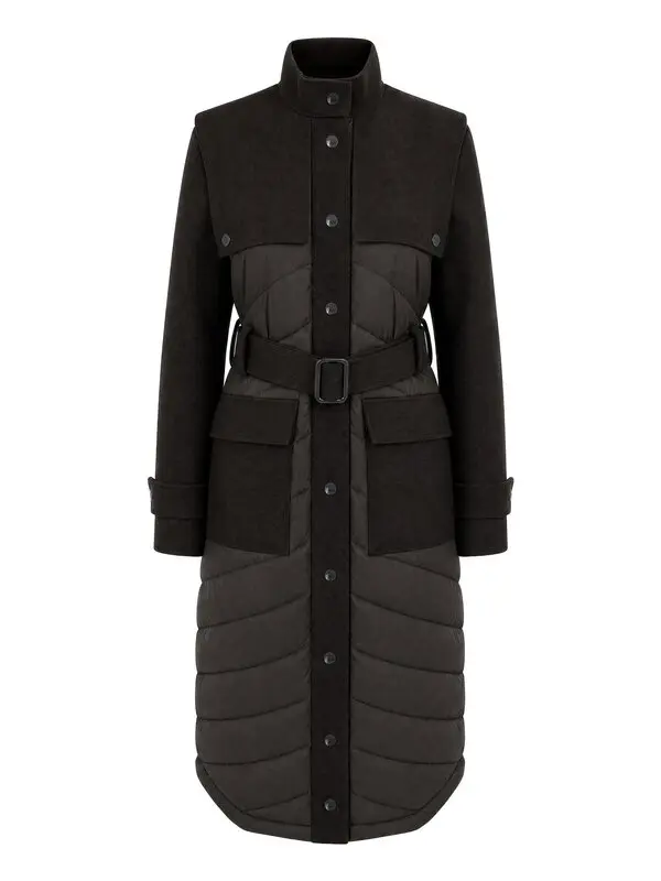 Patrizia Pepe Belted Quilted Long Coat - Mysterious Green