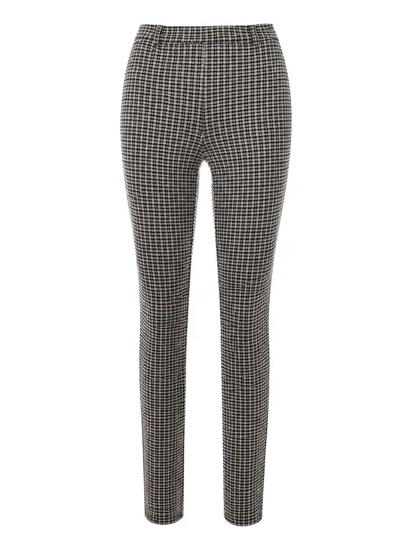 Patrizia Pepe Slim Fit Checkered Full Length Trousers - Gray&brownmicrocheck