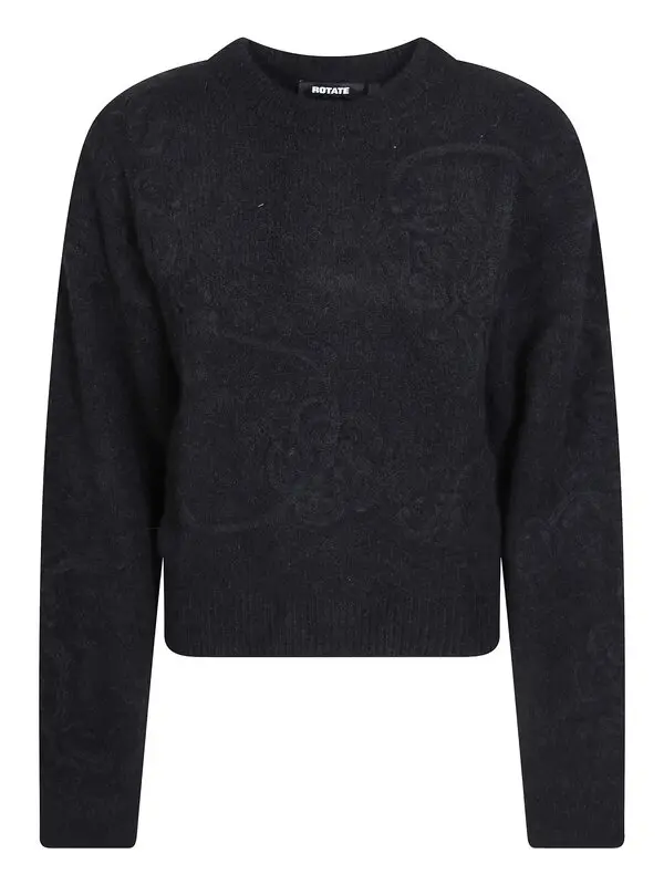ROTATE BY BIRGER CHRISTENSEN 3d Flower Knit Crewneck Sweater - Nero