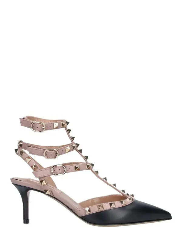 Valentino Garavani Pointed Toe Studded Slingback Pumps - Black