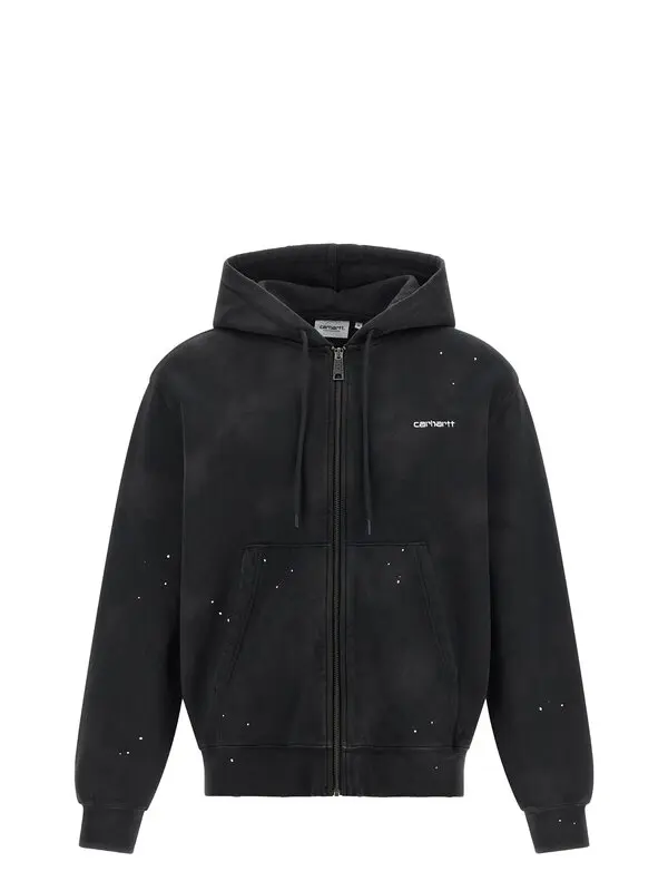 Carhartt Work In Progress Paint-splatter Zip Hoodie - Black