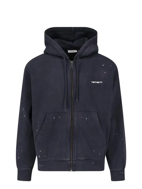 Carhartt Work In Progress Paint-splatter Zip Hoodie - Black