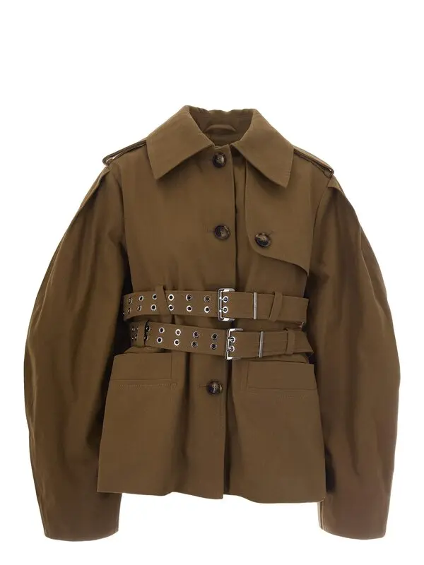 GANNI Double-belt Trench Coat - Ermine