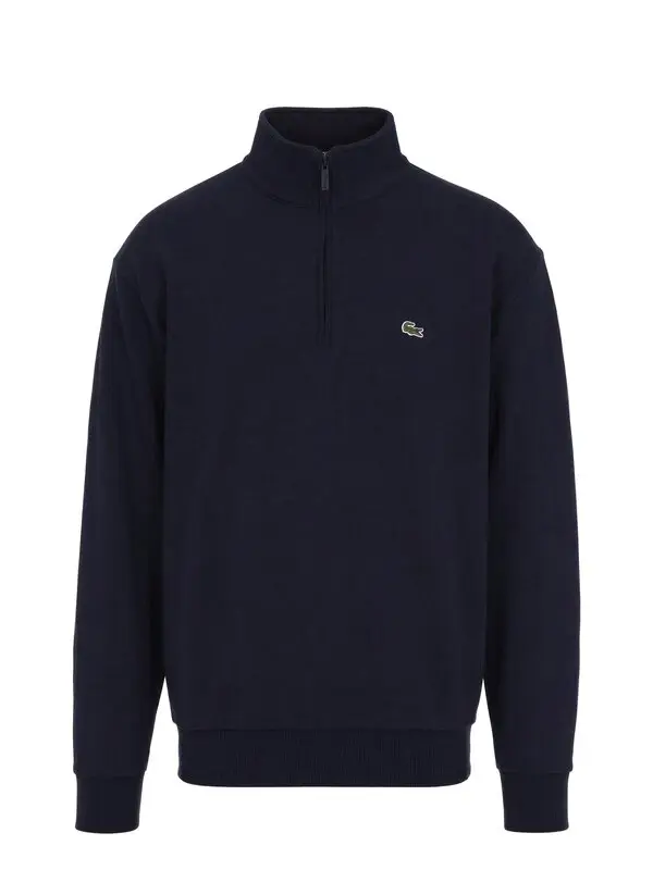 Lacoste Quarter-zip Pullover Sweatshirt - Navy Blue