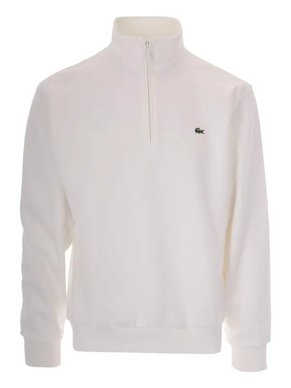 Lacoste Quarter-zip Pullover Sweater With Embroidered Logo - Flour