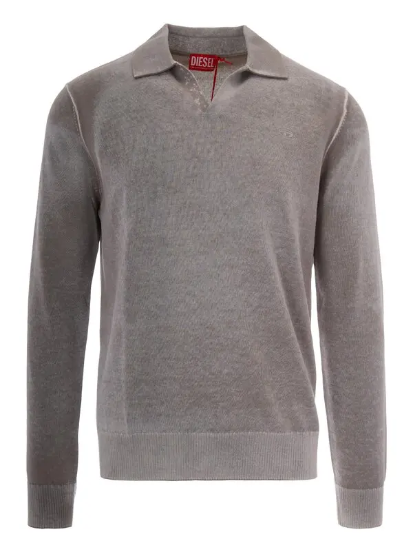 DIESEL® Long-sleeve Knit Polo Shirt - Sandy/beige
