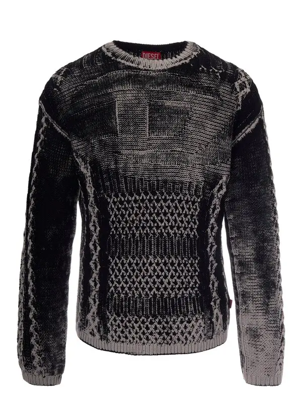 DIESEL® Textured Knit Crewneck Sweater - Black