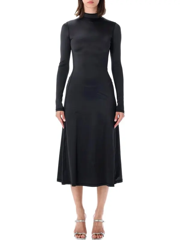 DIESEL® Long Sleeve Turtleneck Midi Dress - Nero