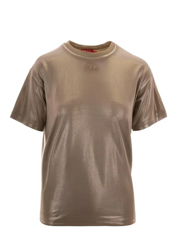 DIESEL® Metallic Short Sleeve Crewneck T-shirt - Sandy/beige