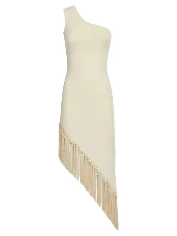 TALLER MARMO One-shoulder Fringe Mini Dress - Bianco