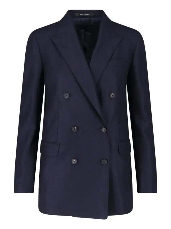 Tagliatore Double-breasted Wool Cashmere Blazer - Blue