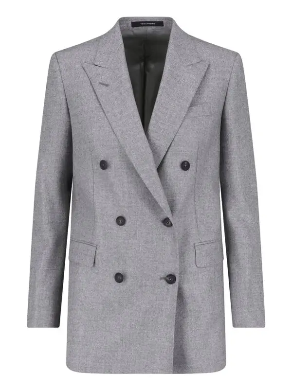 Tagliatore Double-breasted Tailored Blazer In Wool And Cashmere Blend - Grey