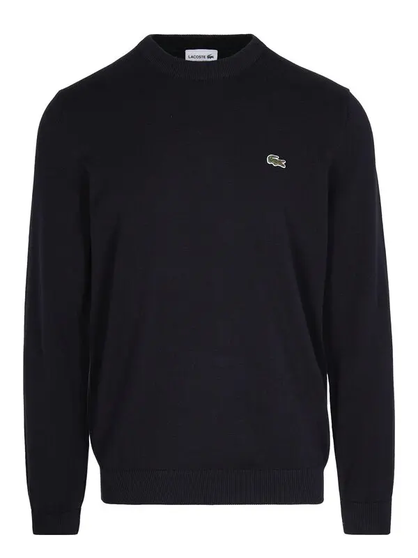 Lacoste Crewneck Sweater With Embroidered Logo - Black