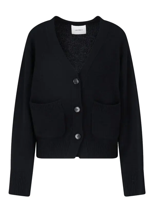 LISA YANG V-neck Cardigan With Patch Pockets - Black