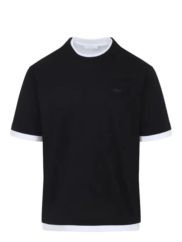 Prada Cotton Crew-neck T-shirt - Black