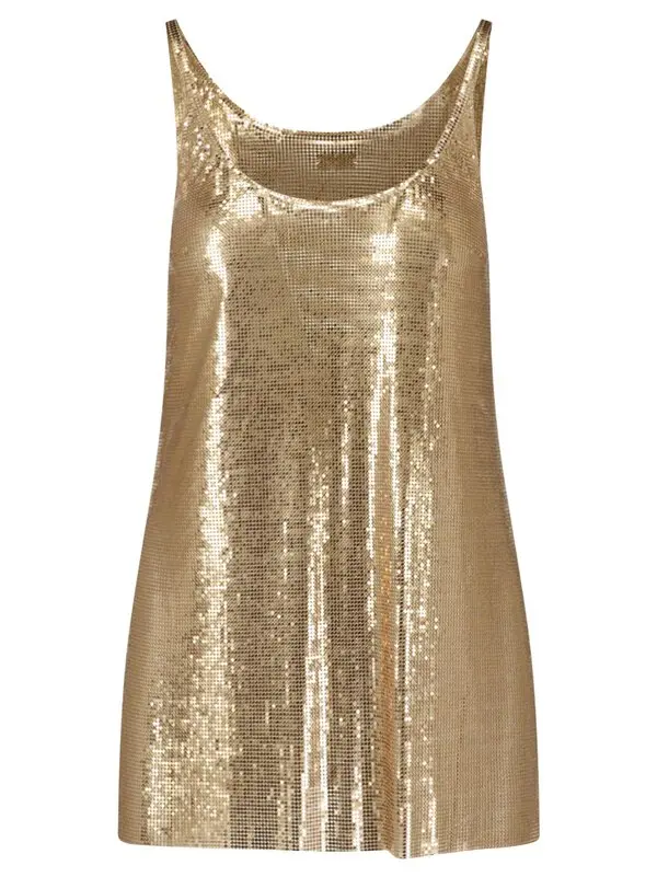 Rabanne Metallic Mesh Mini Dress - Gold
