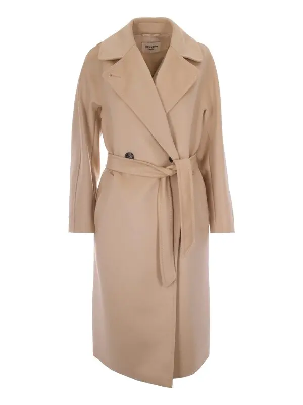 Max Mara Wool Belted Long Coat - Mandorla