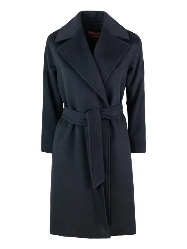 Max Mara Belted Wool Wrap Coat - Nero