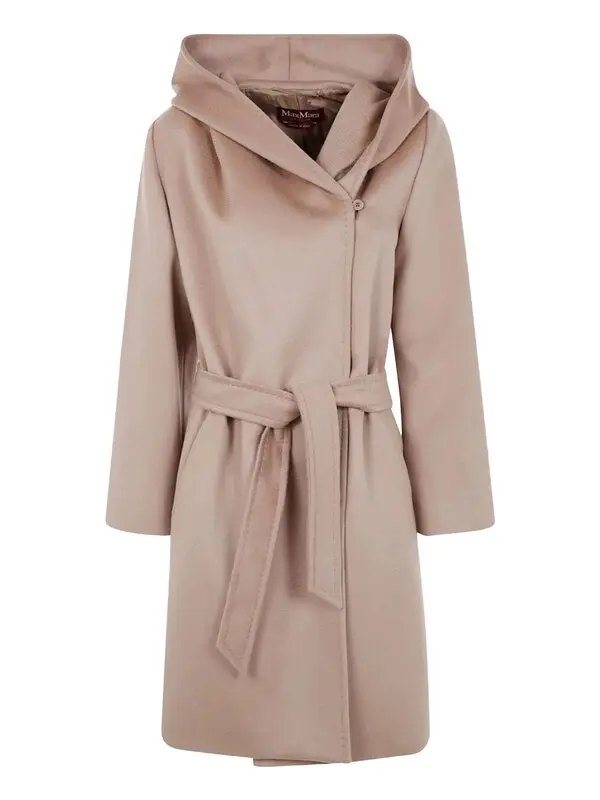 Max Mara Hooded Belted Wool Coat - Cammello