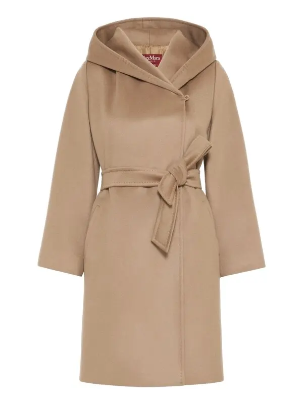 Max Mara Double-drap Virgin Wool Belted Jacket - Beige