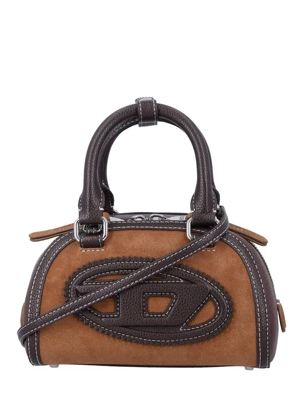 DIESEL® Logo Embellished Top Handle Satchel - Tan Brown