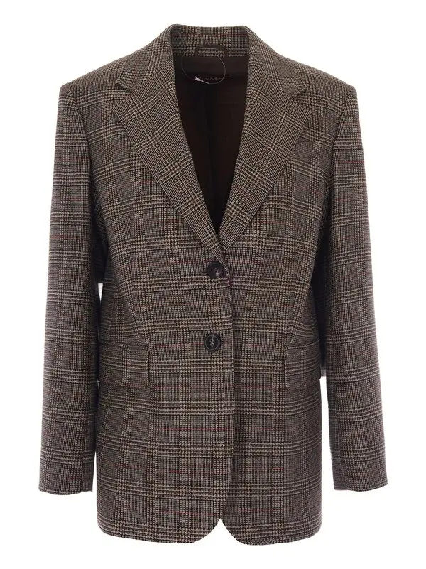 Max Mara Plaid Single-breasted Blazer - Nero