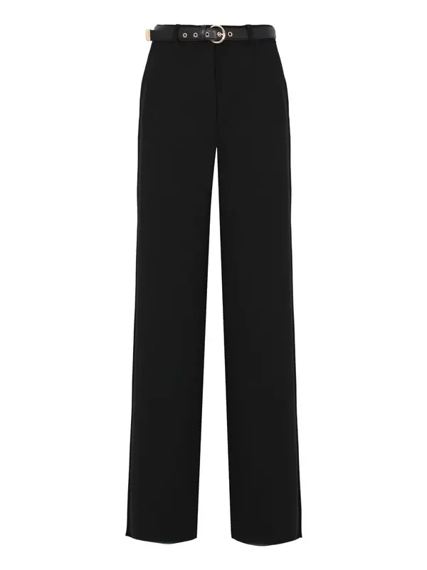 Max Mara Belted Wide-leg Trousers - Nero