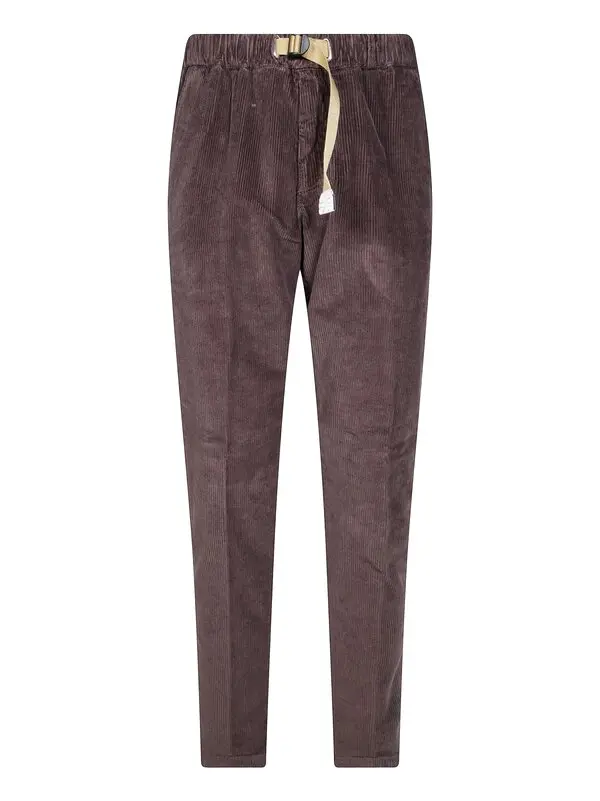 WHITE SAND Corduroy Tailored Trousers With Drawstring Waist - Marrone