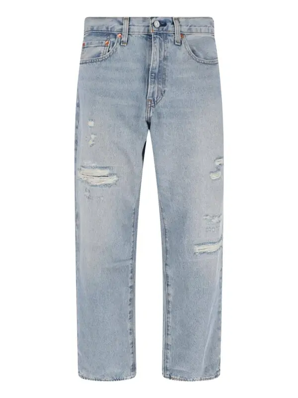 LEVI'S STRAUSS Distressed Straight-leg Jeans - Light Blue