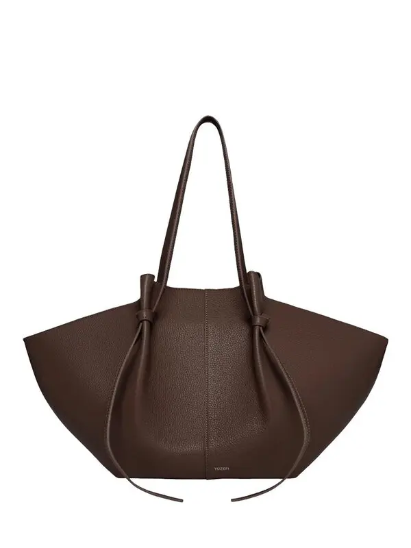 Yuzefi Large Pebble-grain Leather Tote Bag - Brown