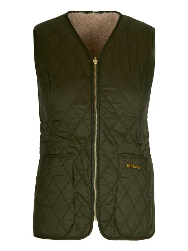 Barbour Quilted Zip-front Fleece-lined Vest - Olive/natural