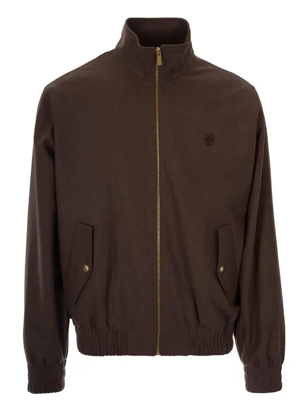 Drole De Monsieur Embroidered Logo Zip-up Bomber Jacket - Light Brown