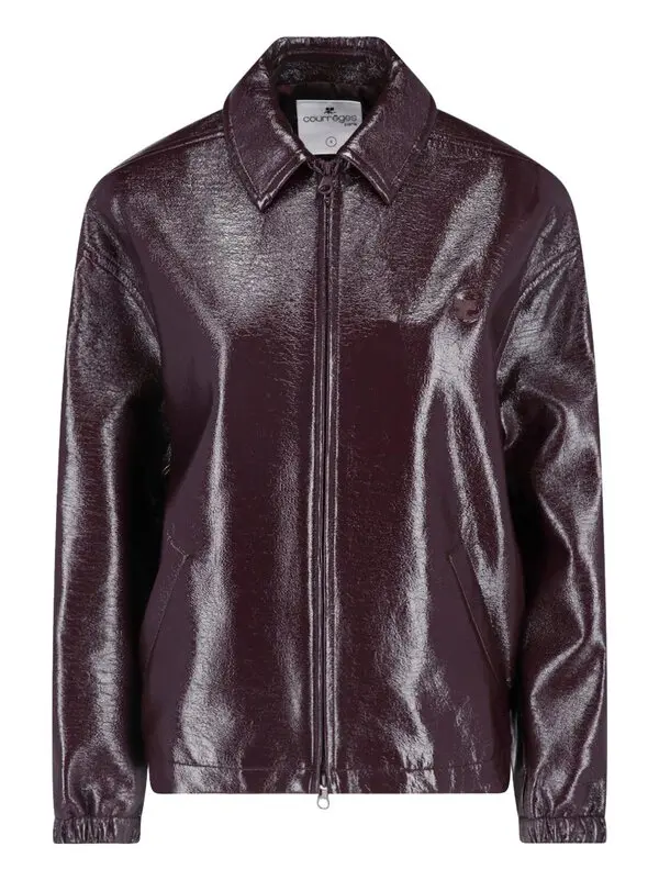 COURREGES Shiny Zip-up Jacket - Red