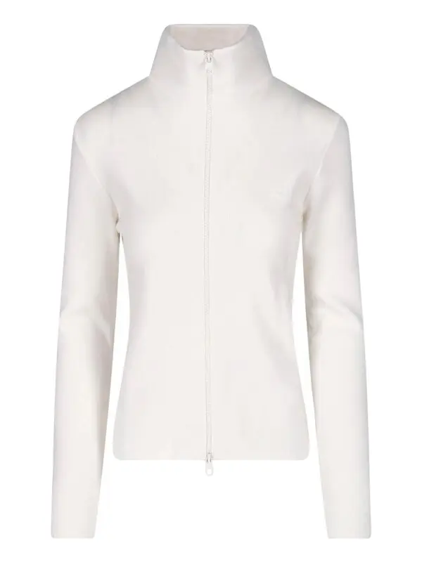 COURREGES Zip-front High Neck Sweater - White