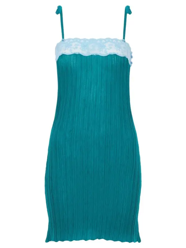 Chloé Wool Dress With Lace Detailing - Blu