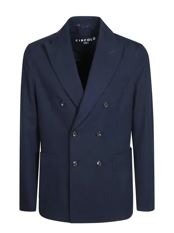 CIRCOLO 1901 Double Breasted Cotton Blend Blazer - Blu