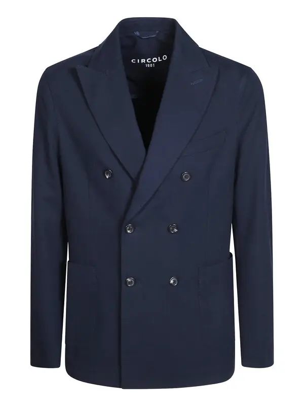 CIRCOLO 1901 Double Breasted Cotton Blend Blazer - Blu