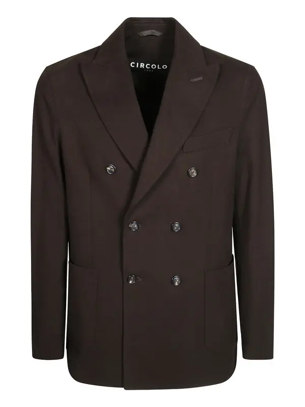 CIRCOLO 1901 Double Breasted Cotton Blend Blazer - Marrone