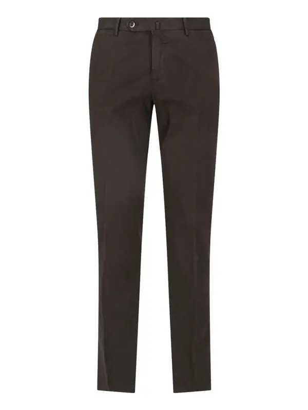 PT TORINO Slim Fit Cotton Stretch Trousers - Brown