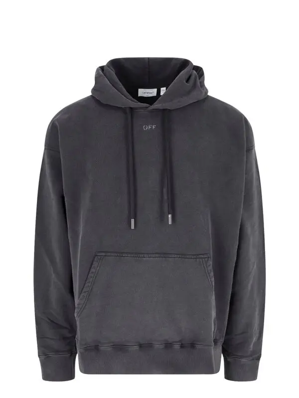 Off-White Oversized Cotton Hoodie - Black