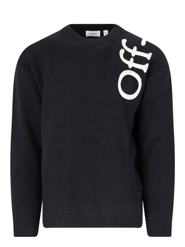 Off-White Logo Intarsia Crewneck Sweater - Black