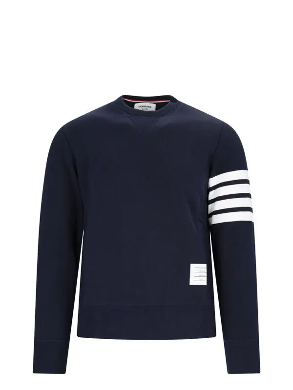 Thom Browne Striped Sleeve Crewneck Sweatshirt - Blue