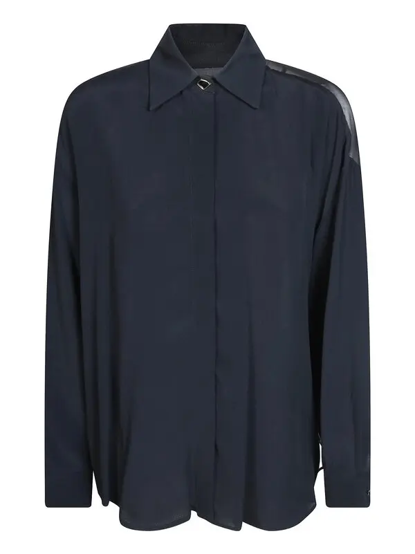 DONDUP Oversized Silk-blend Crepe De Chine Shirt - Nero