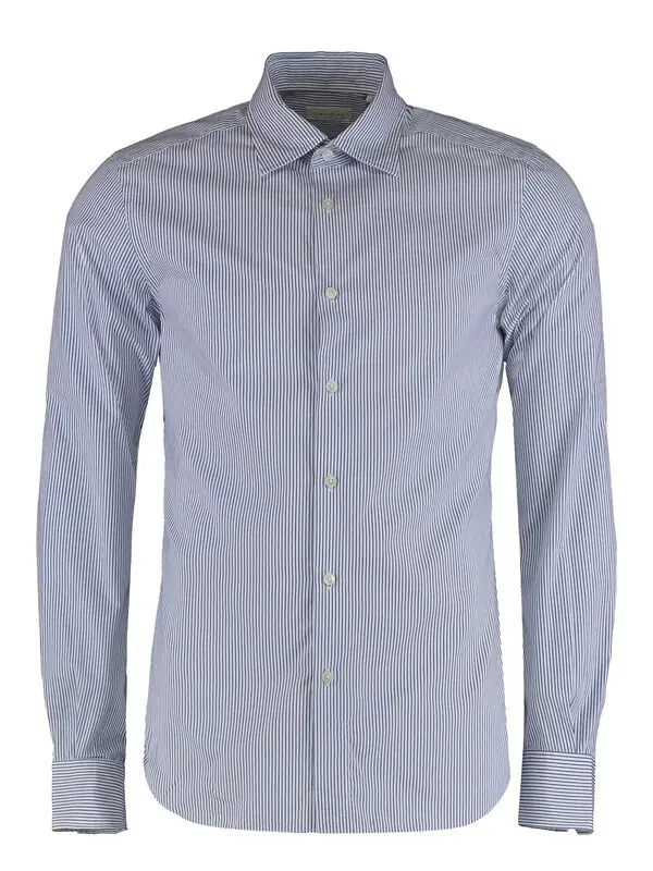 SLOWEAR Striped Cotton Long-sleeve Shirt - Blue