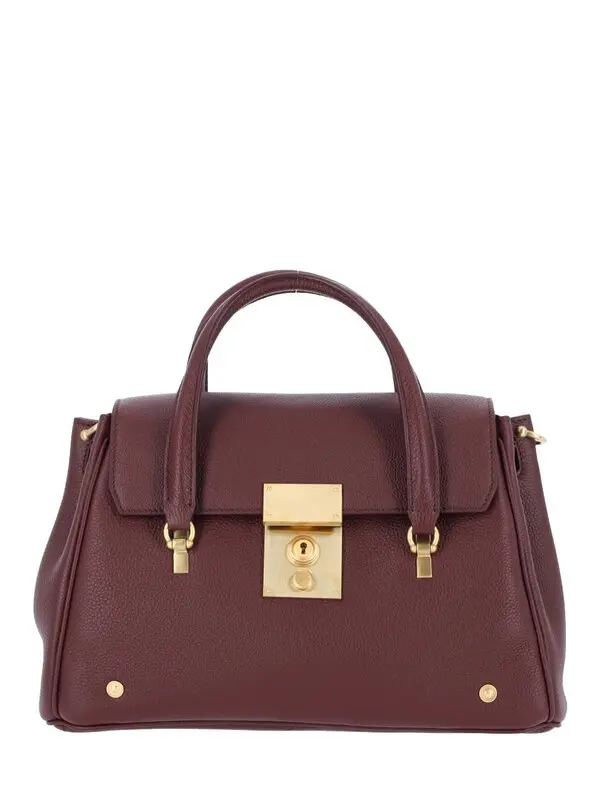 Thom Browne Leather Top Handle Satchel Bag - Red