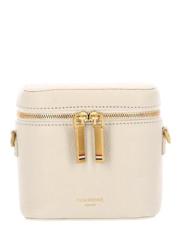 Thom Browne Leather Zip Vanity Bag - White