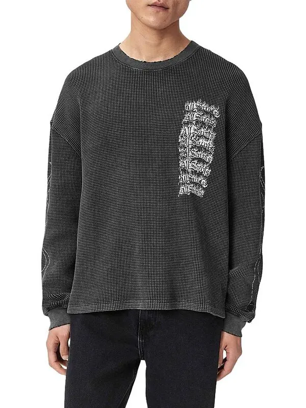 ALLSAINTS Incendo Long Sleeve Crewneck Tee - Washed Black