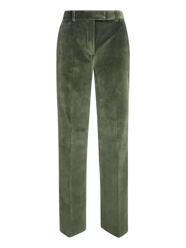 CIRCOLO 1901 Tailored Straight-leg Velvet Trousers - Verde