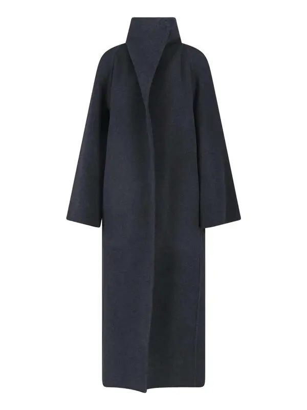 Khaite Oversized Wool Wrap Coat With High Collar - Grey