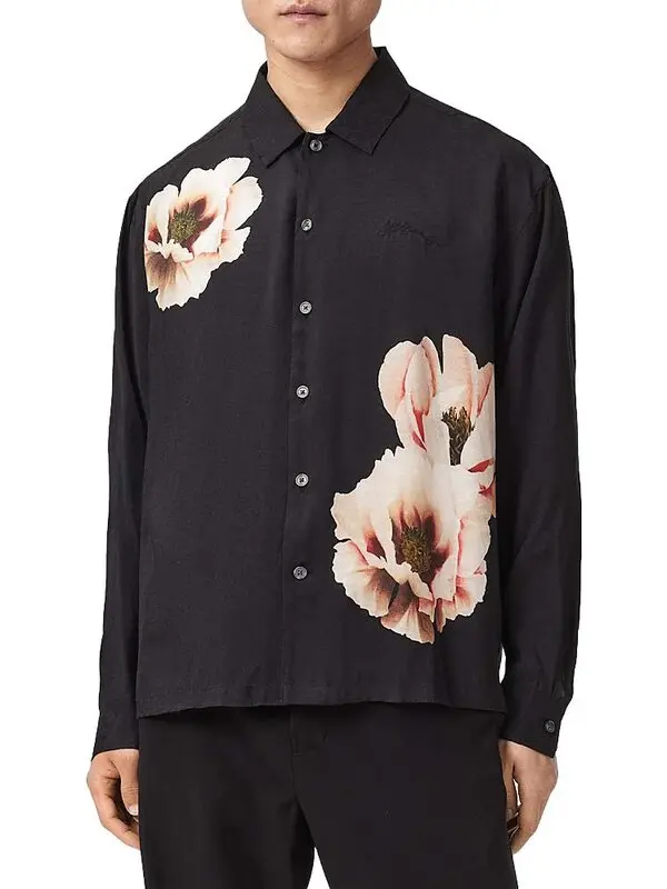 ALLSAINTS Floraison Floral Graphic Shirt - Black